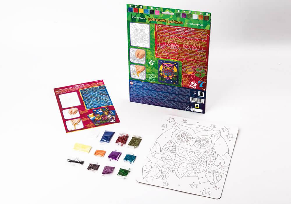 Розмальовка Глітером за Номерами Danko Toys Сова 20,5х26 См ...