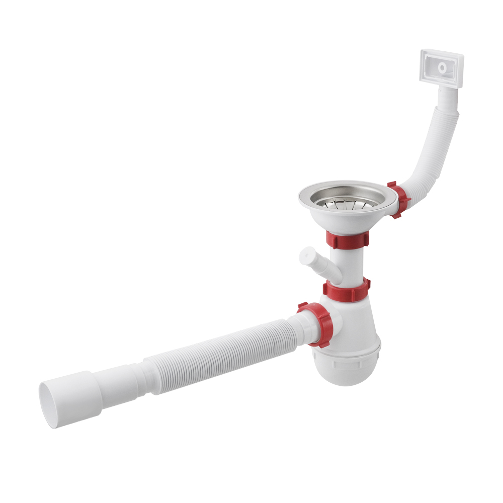 Сифон для кухни Polmark 3 1 2x40 с гибким переливом гофротрубой 40x40 ...